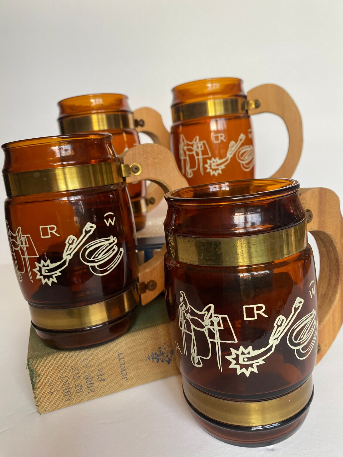 Set of 4 Vintage 1960’s Siesta Ware Western Amber Beer Mugs. - Etsy