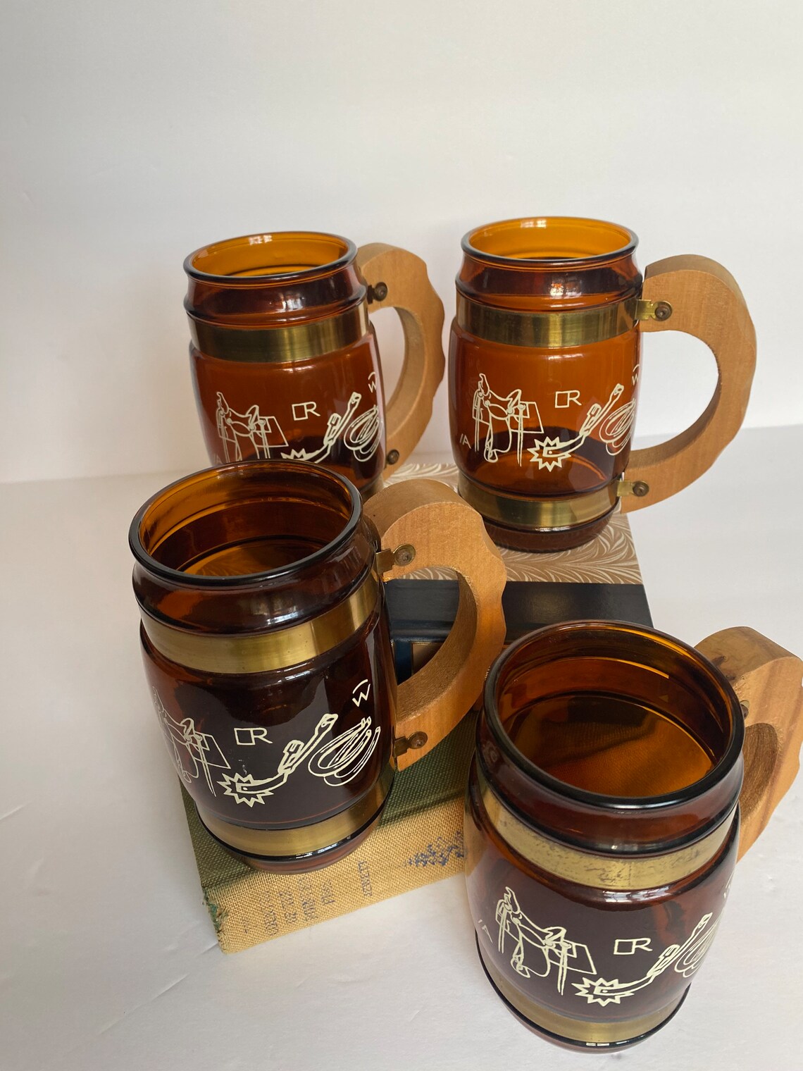 Set of 4 Vintage 1960’s Siesta Ware Western Amber Beer Mugs. - Etsy