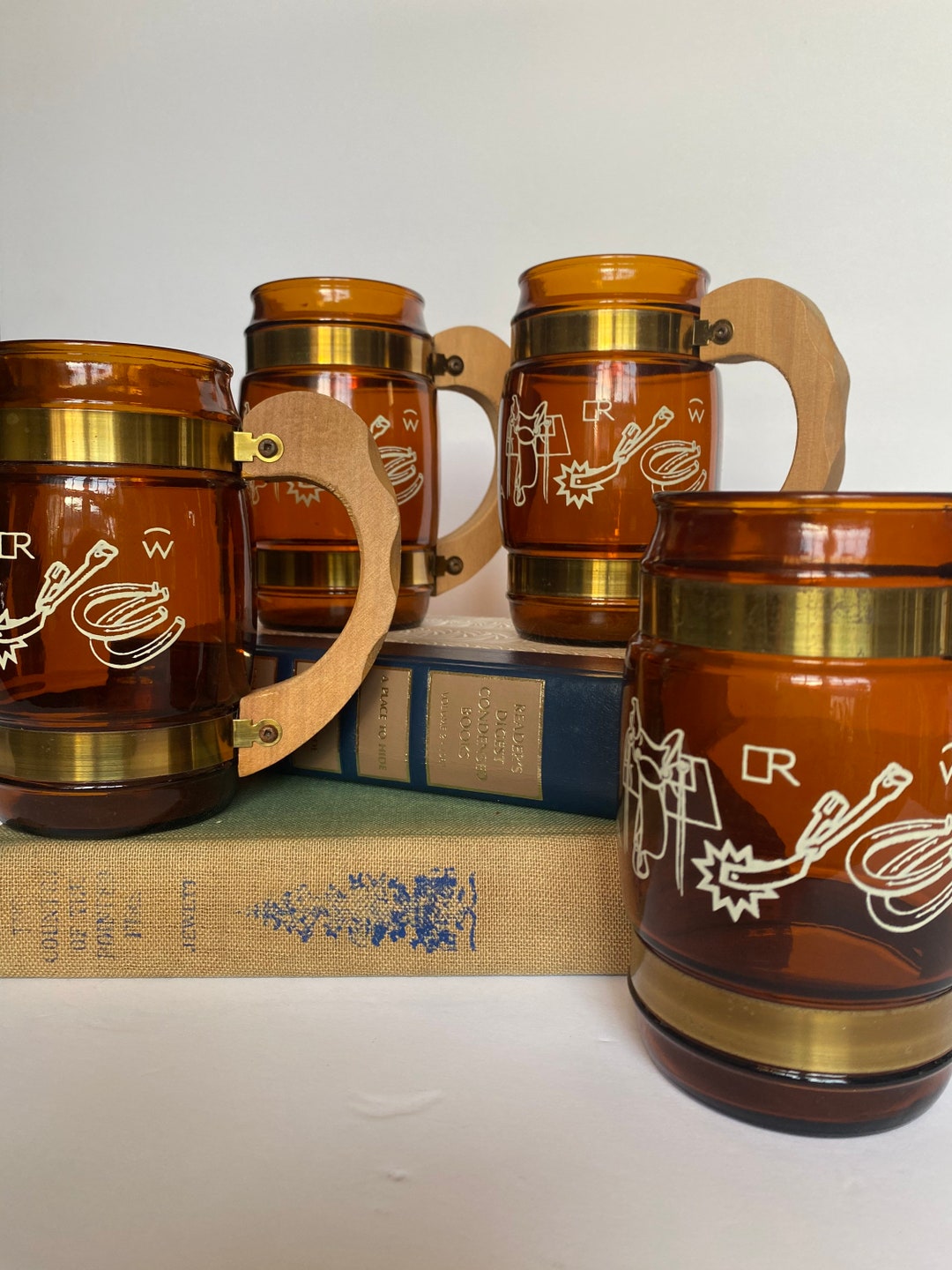 Set of 4 Vintage 1960’s Siesta Ware Western Amber Beer Mugs. - Etsy
