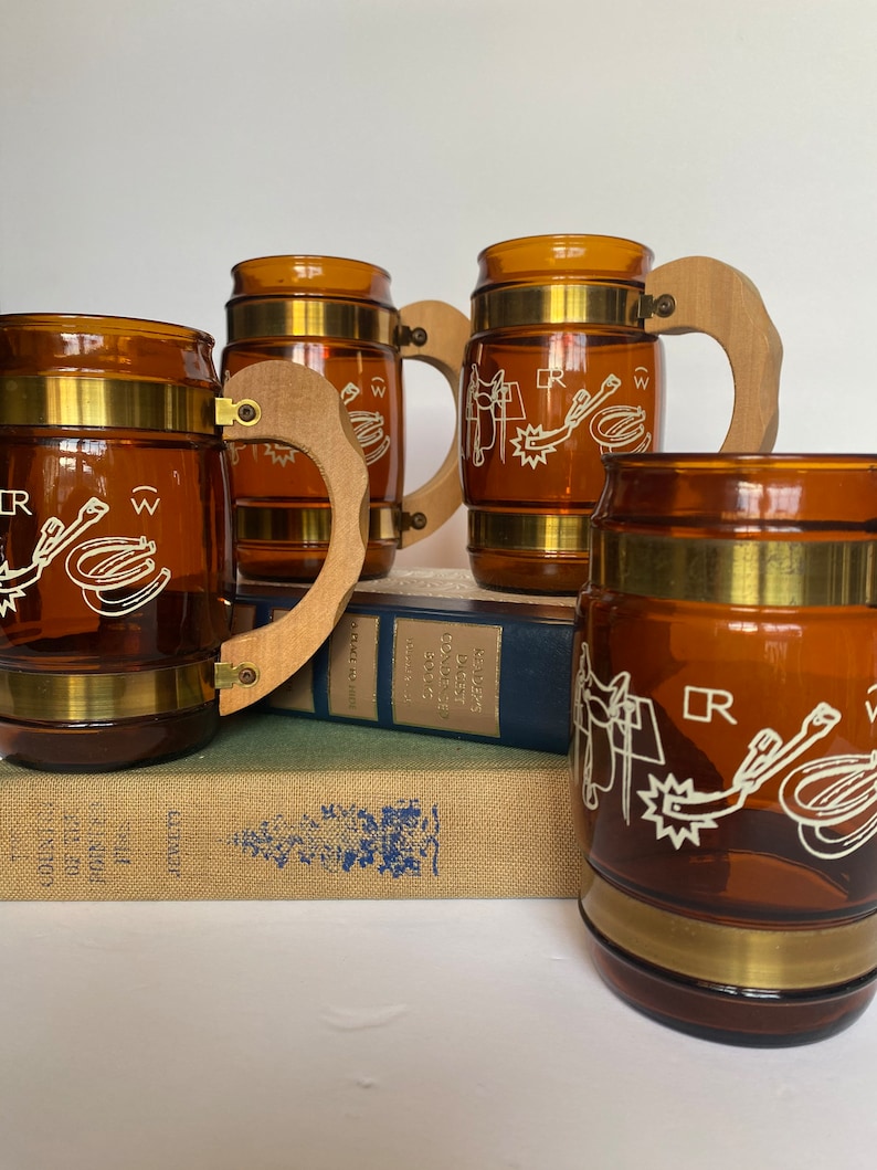 Set of 4 Vintage 1960’s Siesta Ware Western Amber Beer Mugs. - Etsy