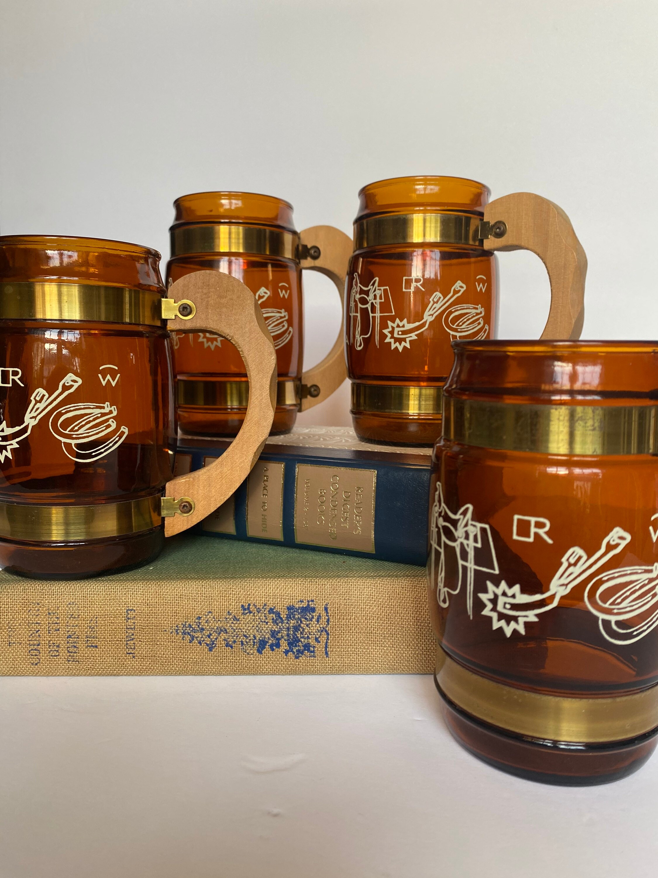 Set of 4 Vintage 1960’s Siesta Ware Western Amber Beer Mugs. - Etsy