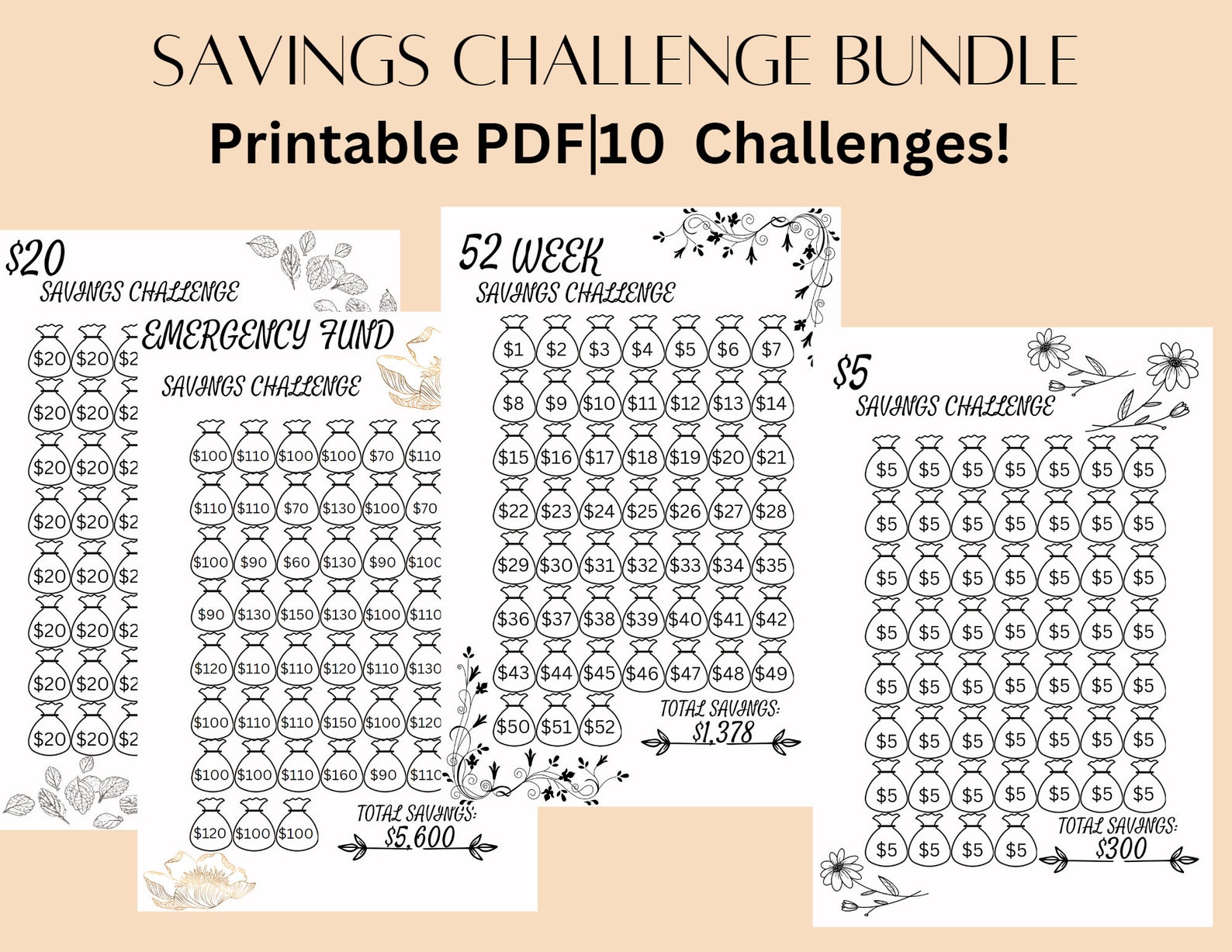 Savings Challenge Printable Bundle - Etsy