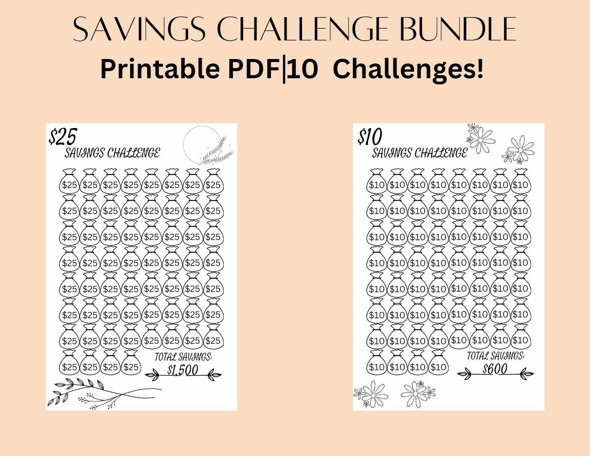 Savings Challenge Printable Bundle - Etsy