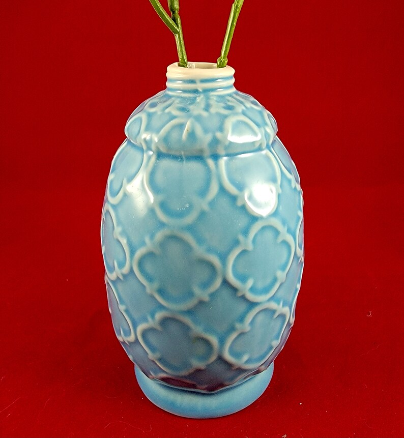 Cerulean Blue Bud Vase With Embossed Pattern Design 5.5"h - Etsy