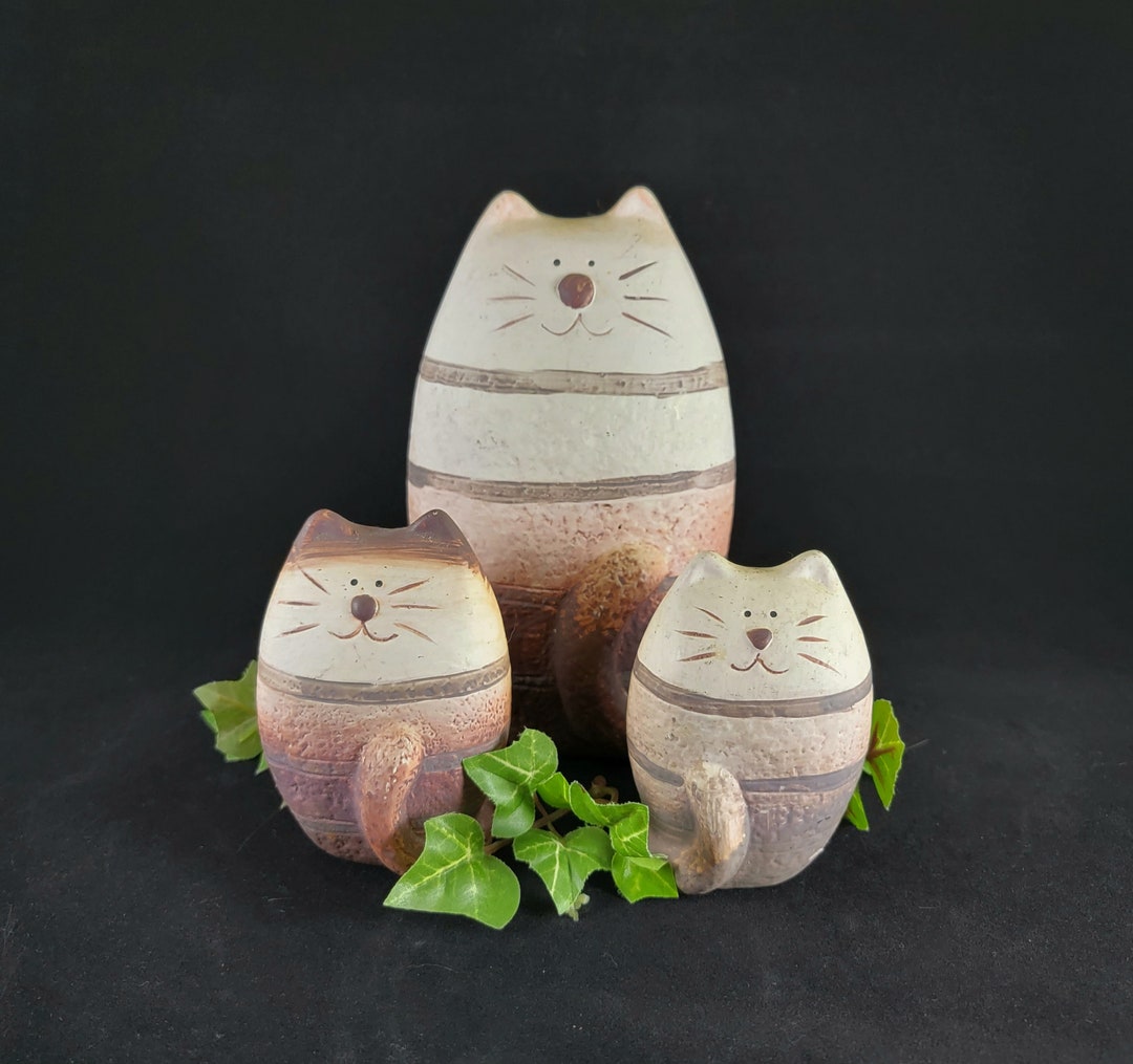 Ceramic Cats Whimsically Hand Painted - Etsy