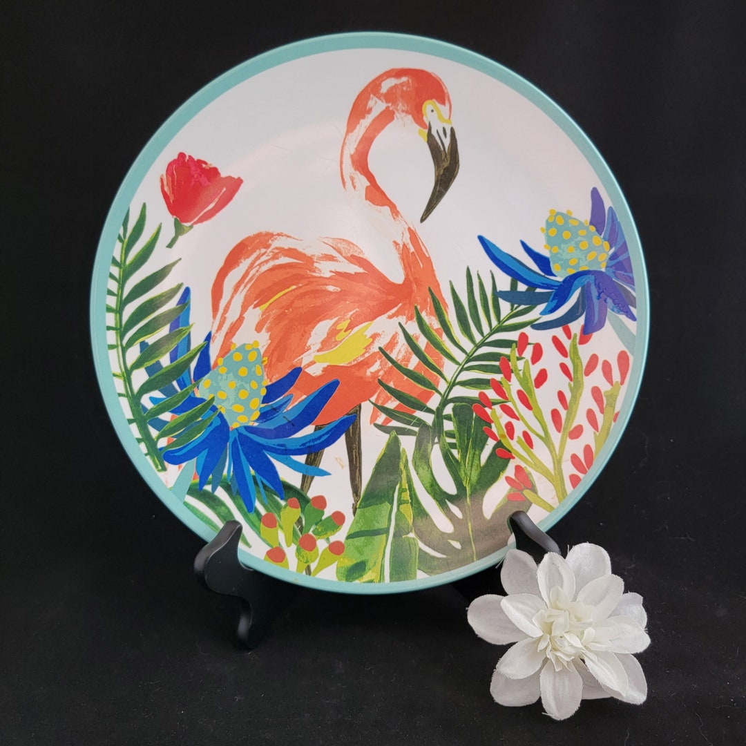 Flamingo Dinner Plates Melamine 10 1/2" Summer Party Plastic Set of 3 ...