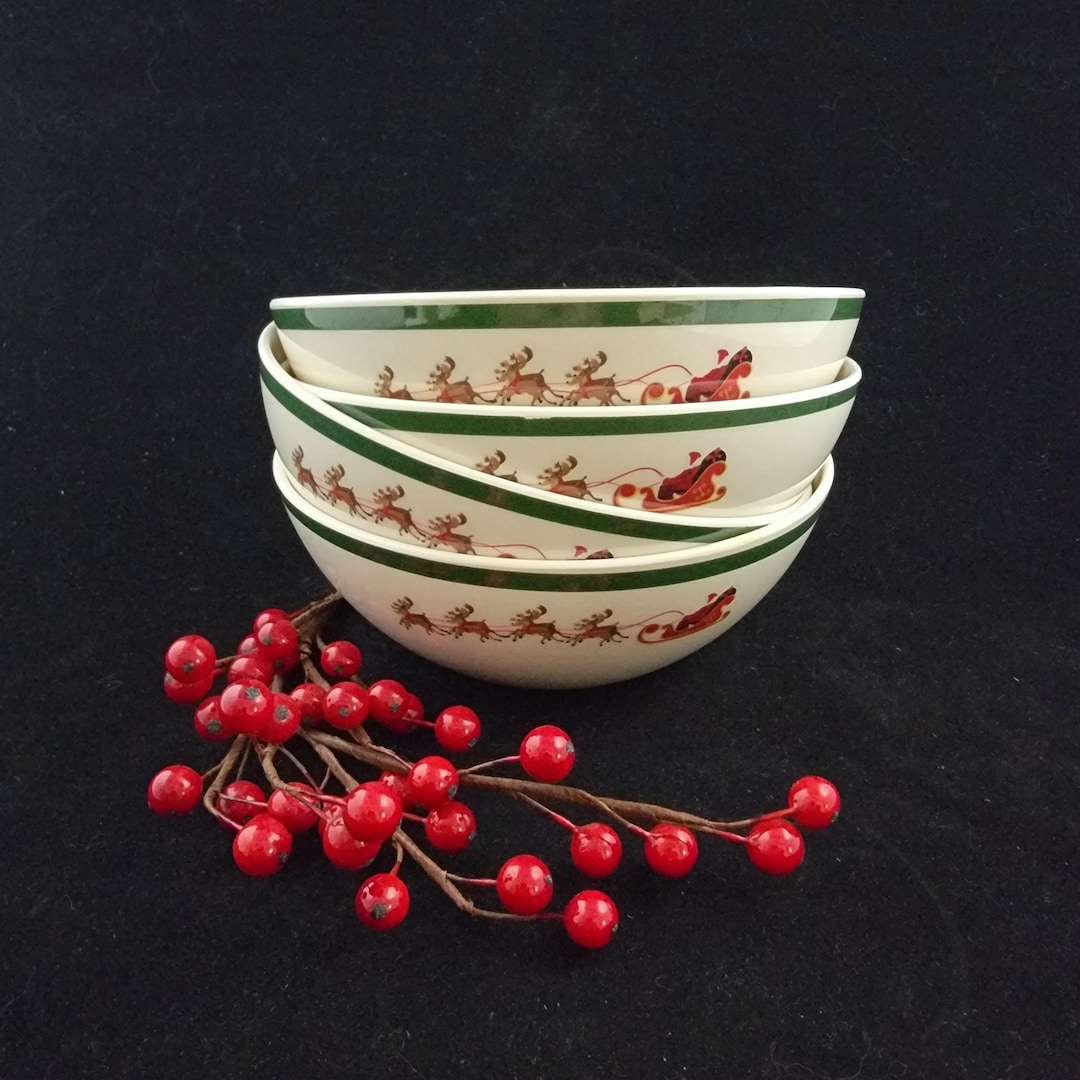 Christmas Bowls Santa Reindeer Sleigh Melamine Set of 4 - Etsy