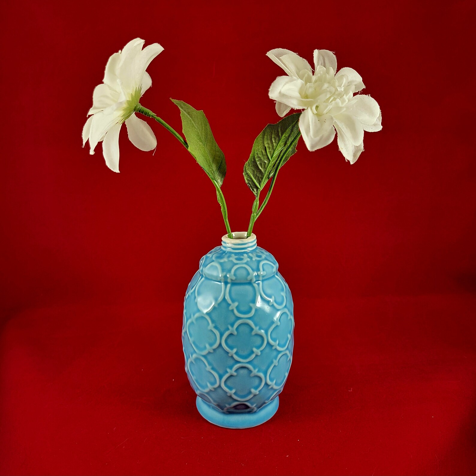 Cerulean Blue Bud Vase With Embossed Pattern Design 5.5"h - Etsy