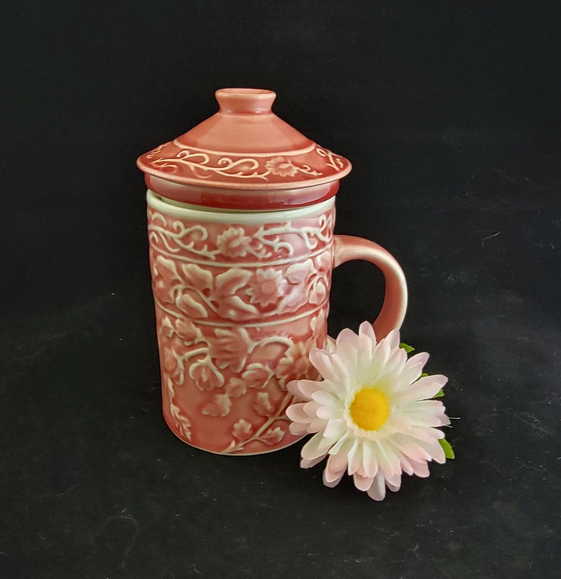 World Market Tea Set Strainer System Rose Pink and White - Etsy