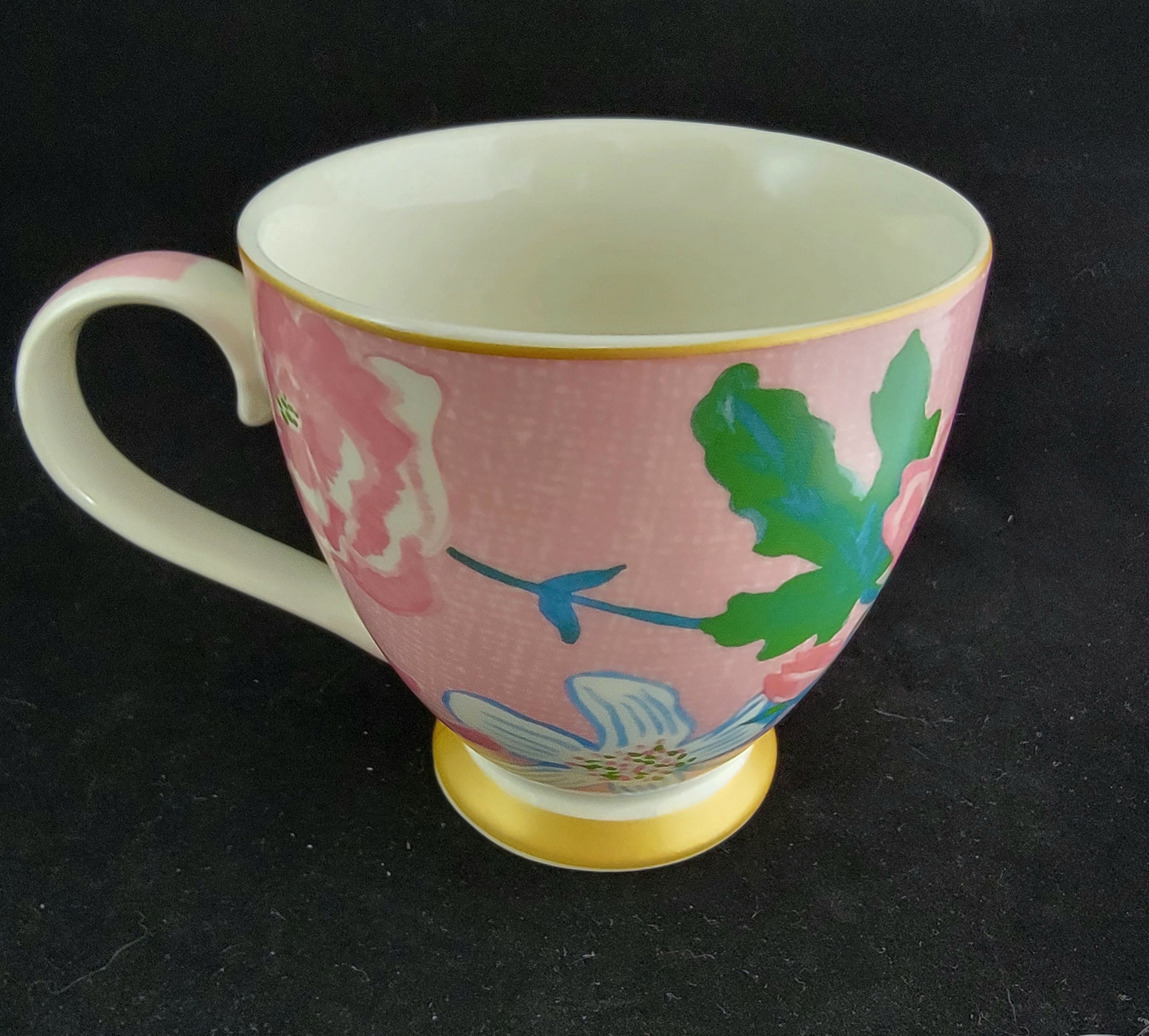 The English Mug Co. Pink Gold Green Flower Rose Coffee Tea Cup - Etsy