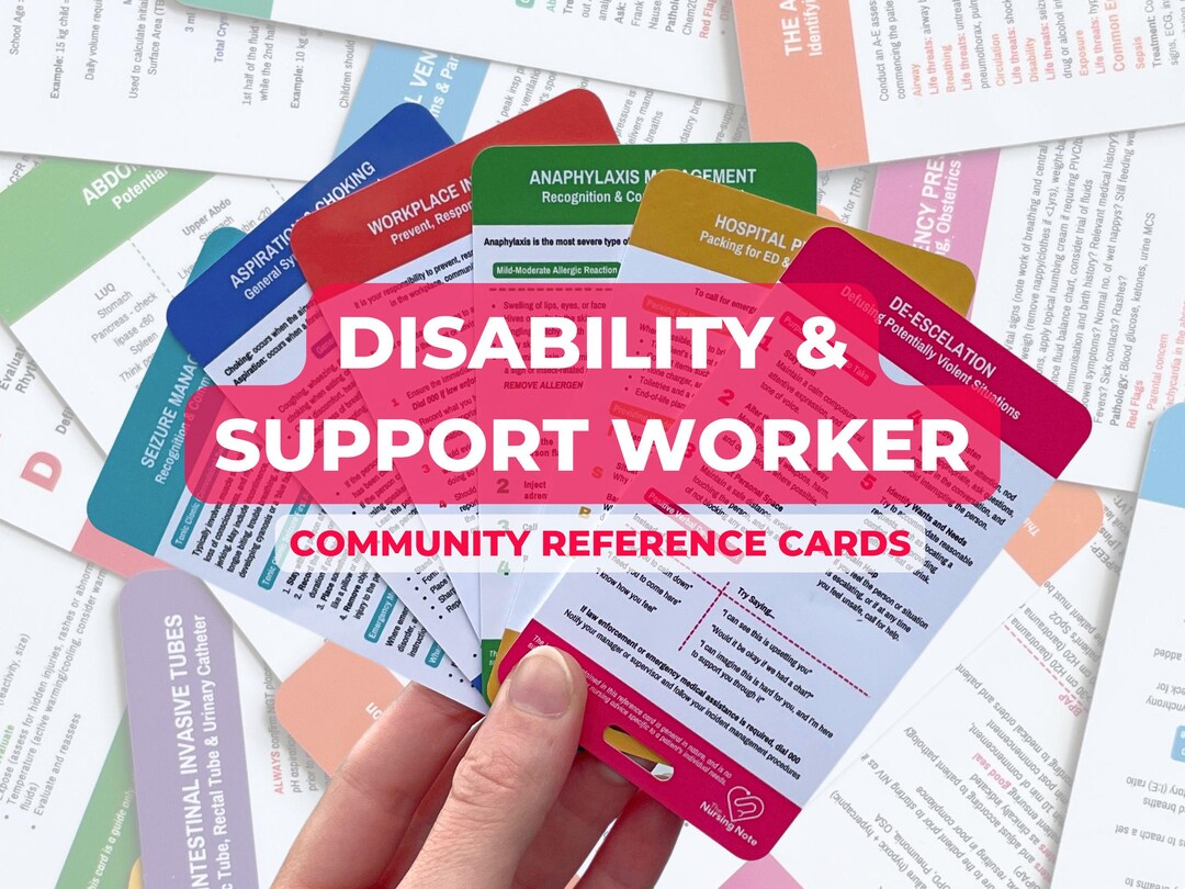 Disability Support Worker Reference Cards: First Aid, Seizure ...