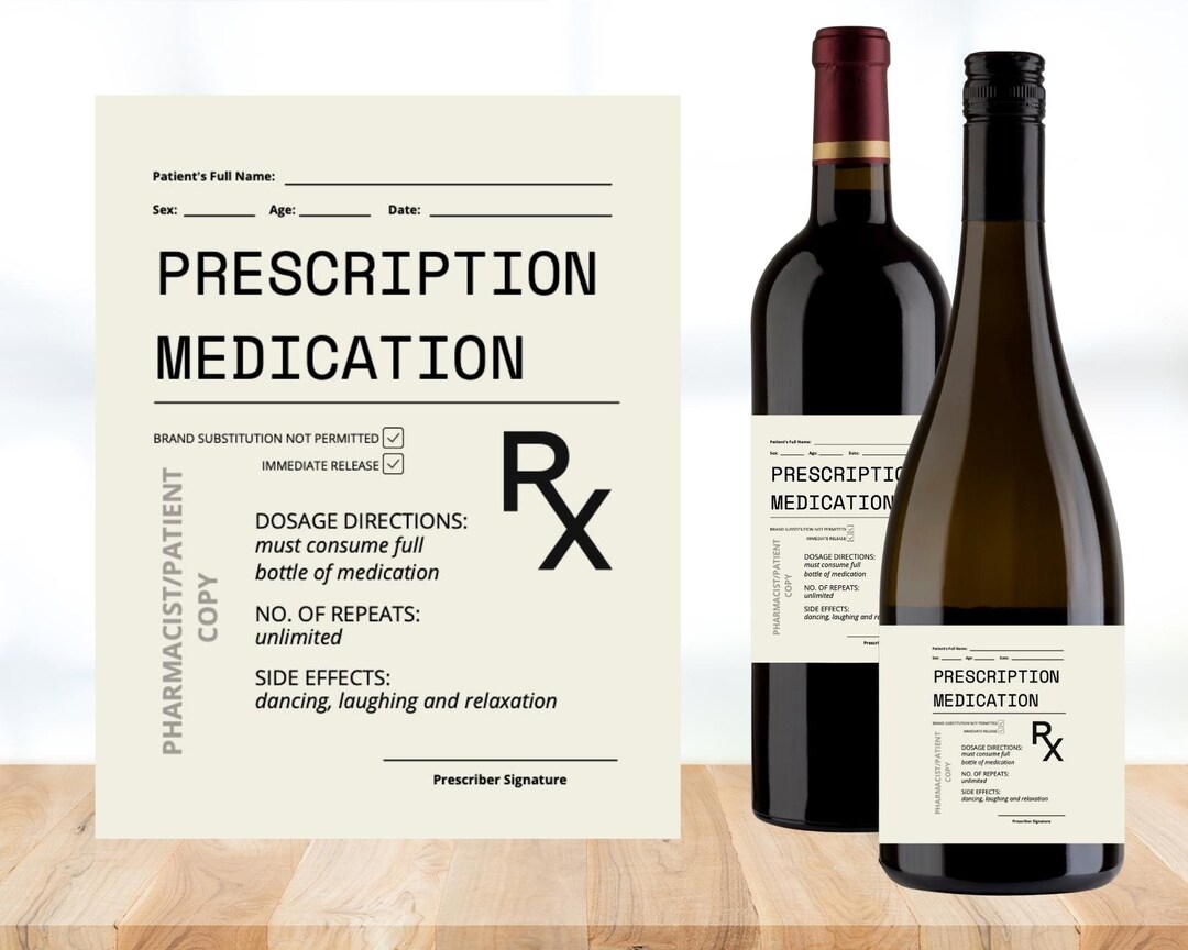 Prescription Wine Label, Nurse and Doctor Appreciation Gift, Graduation ...