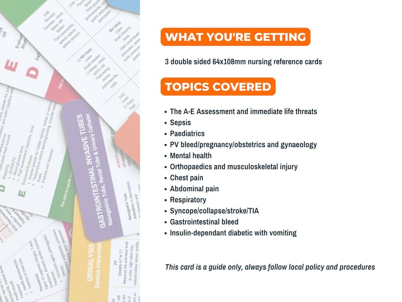 Emergency Nurse Reference Cards: ED Clinical Guide - Etsy Australia