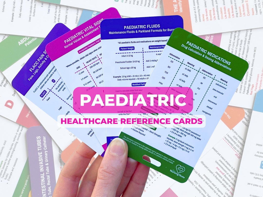 Paediatric Nurse Reference Cards, Nurse Midwife Reference Tool, Paeds RN, New Grad, Nursing ...