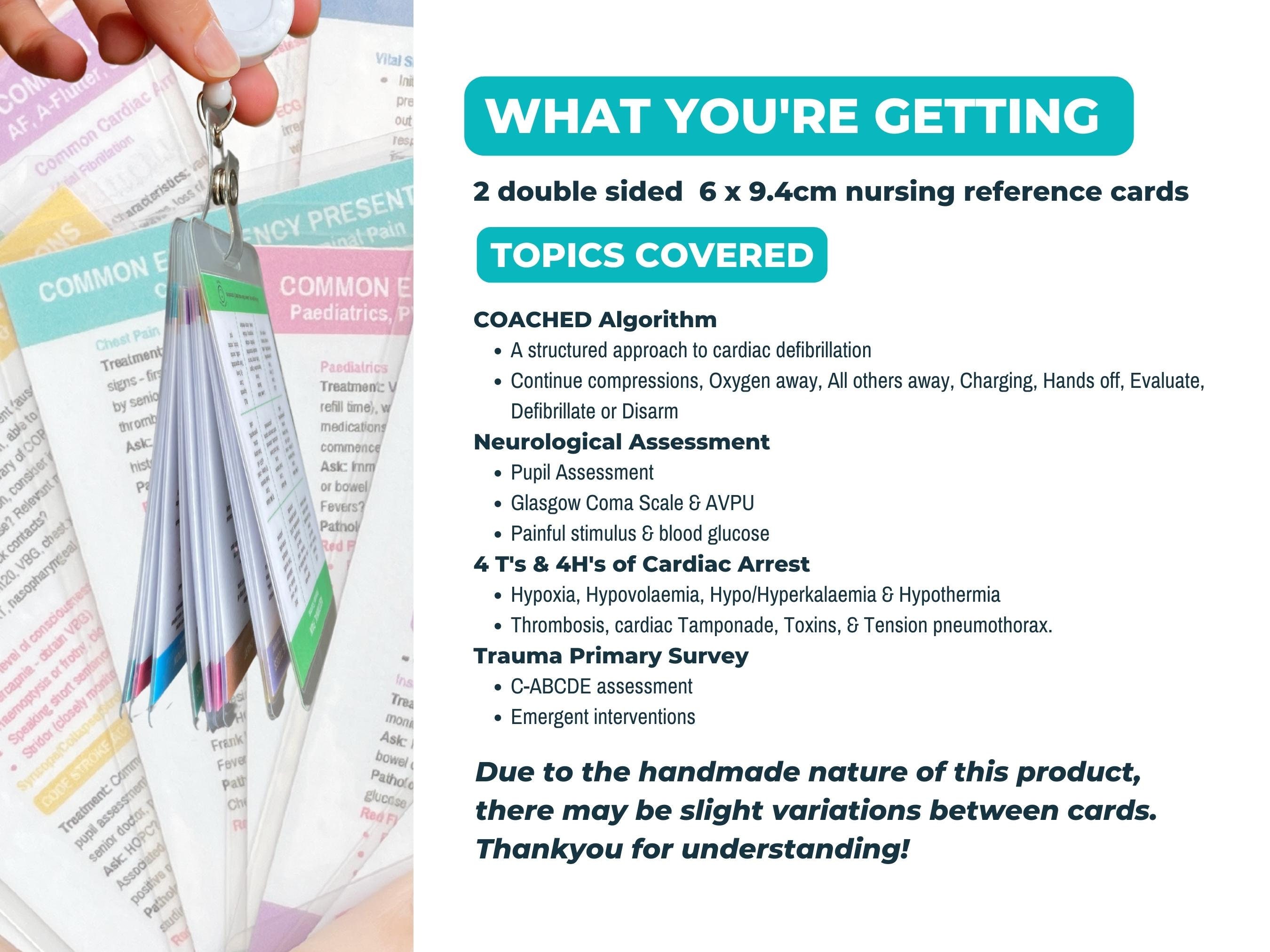 Emergency Nurse Paramedic Reference Cards Cardiac Arrest - Etsy Australia