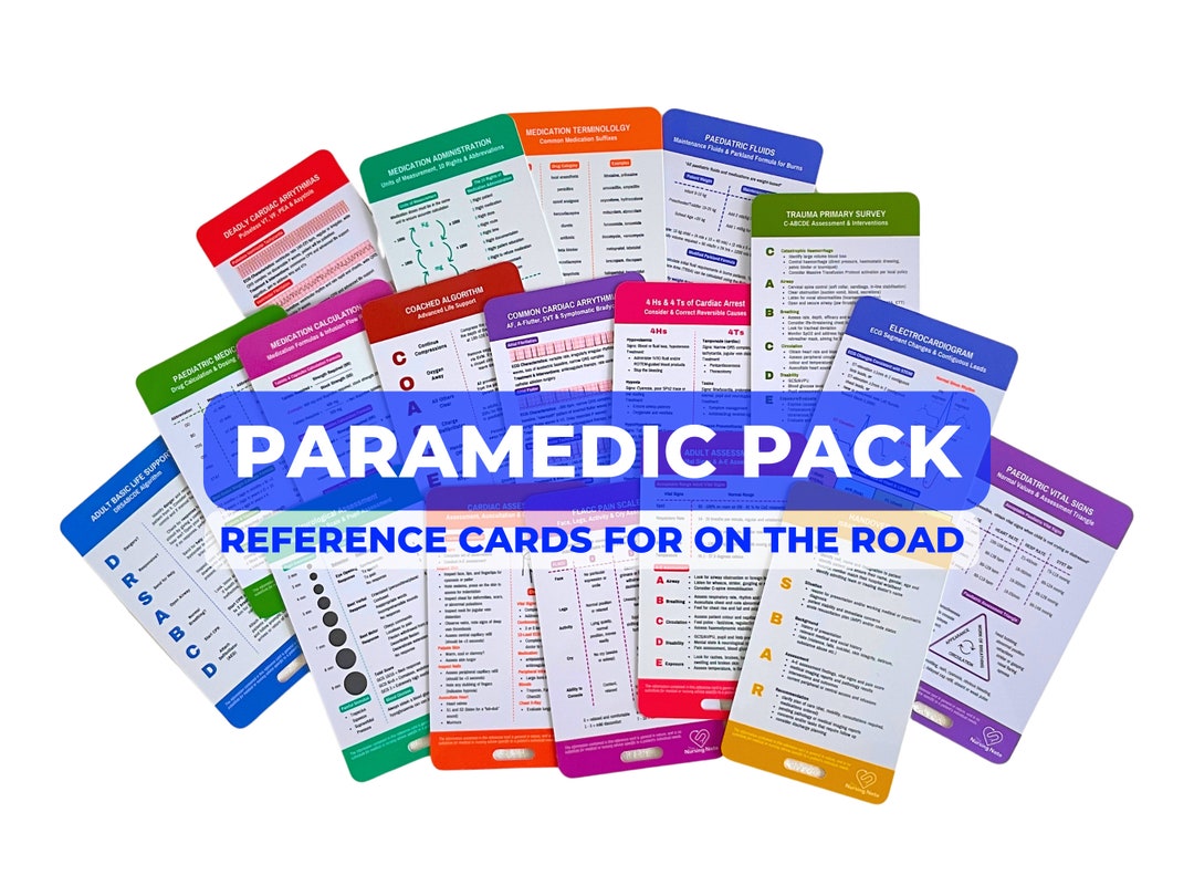 Paramedic Reference Cards, First Responder Prompt Cards, Medic ...