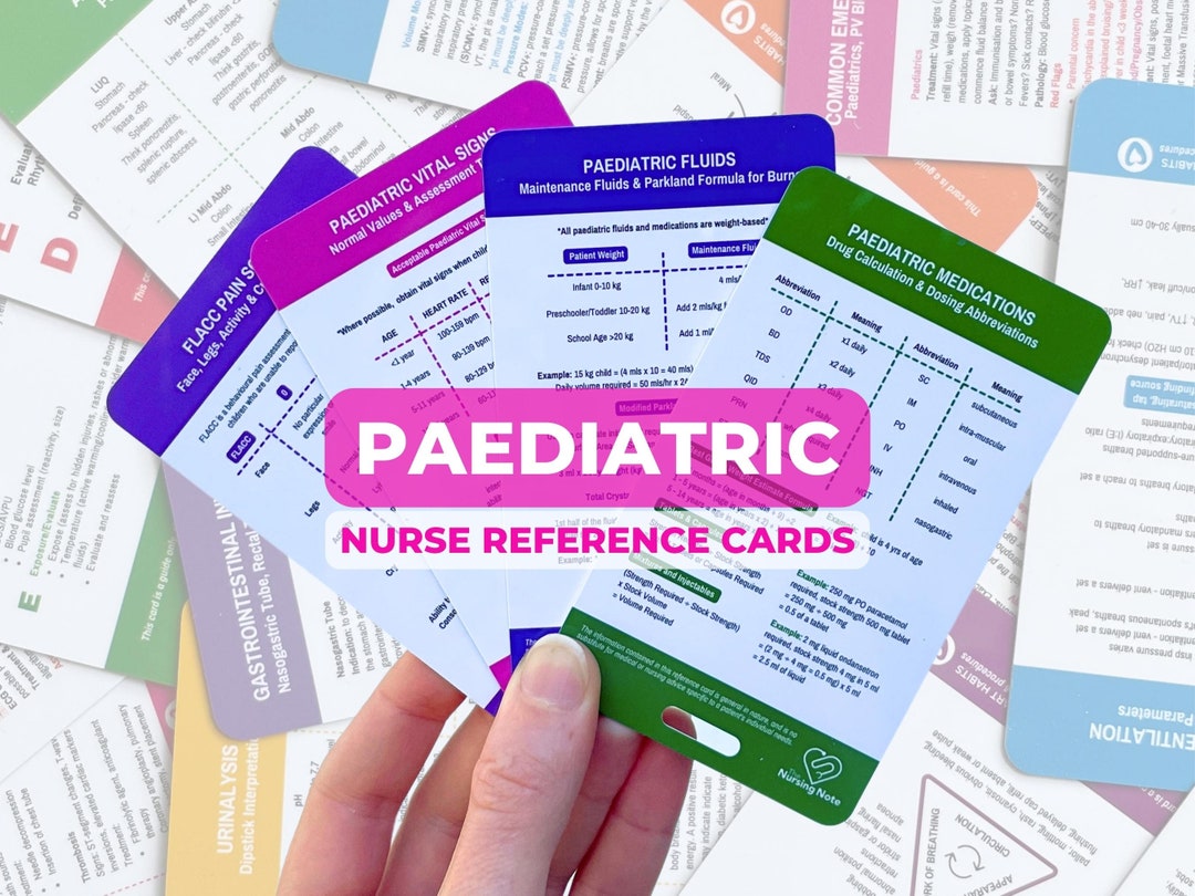 Paediatric Nurse Reference Cards, Nurse Midwife Reference Tool, Paeds ...