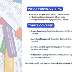 Educator First Aid Reference Cards: Anaphylaxis, Seizure, Choking ...