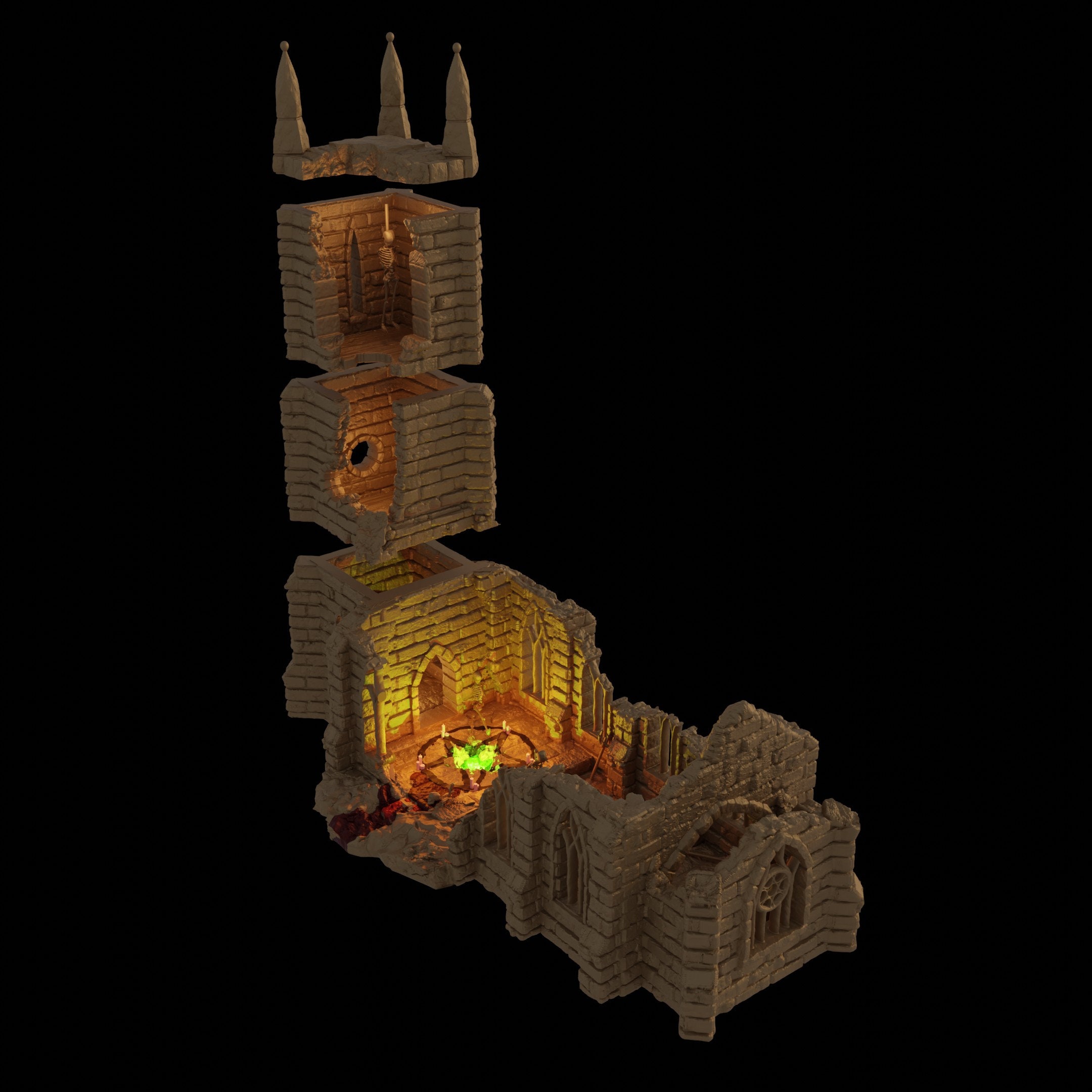 Ruined Cultist Church 3D Print, Building Terrain, Tabletop Miniature, D ...