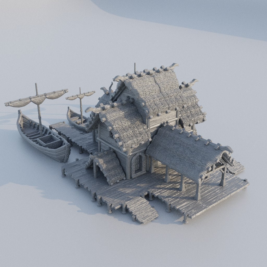 Viking Port 3D Print, Building Terrain, 28mm, Ship, Port, Model ...