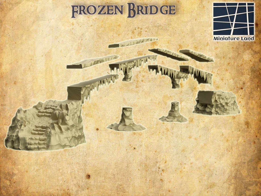 Frozen Bridge 3D Print, Ice Environment Terrain, Tabletop Miniature, D ...