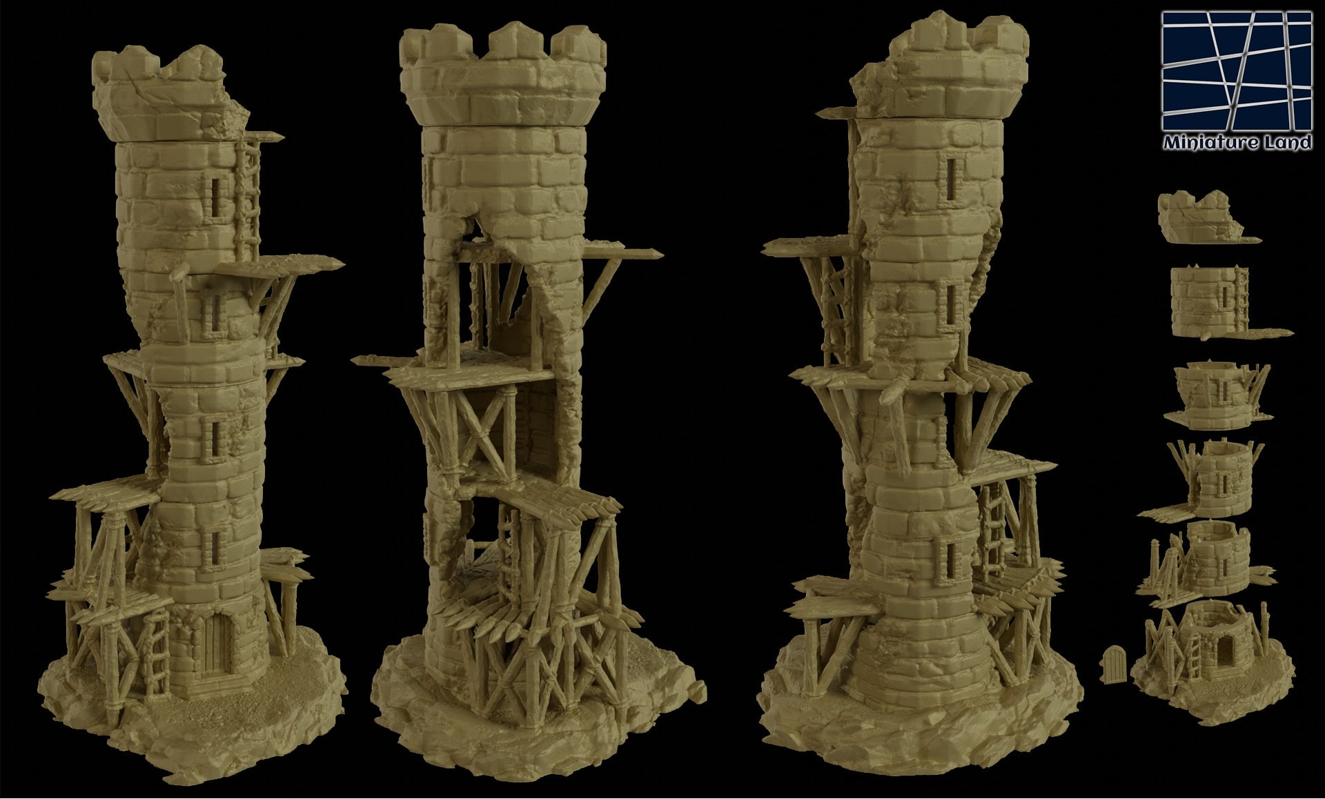 Corrupted Lookout Tower 3D Print, Ruin, Infested, Stone, Fort, Building ...