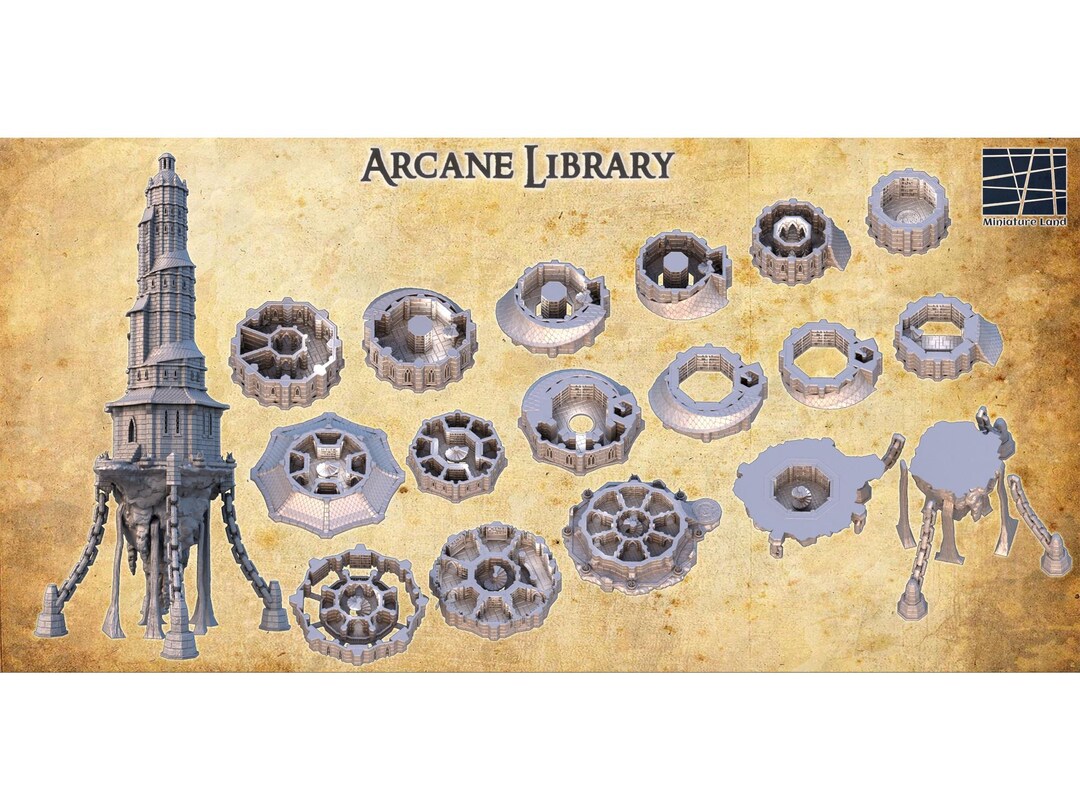 Arcane Library Miniature, Floating Magic Archives Model, Mythic Spire ...