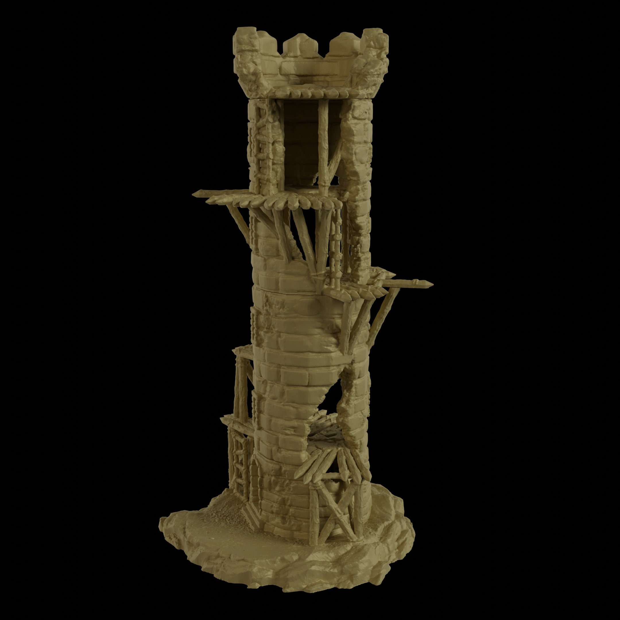 Corrupted Lookout Tower 3D Print, Ruin, Infested, Stone, Fort, Building ...