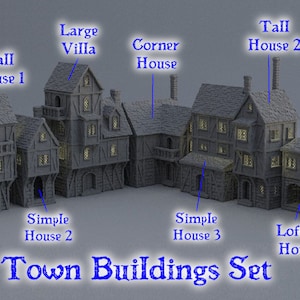 Town Buildings Set 3D Print, Modular Village District, 28mm Terrain ...