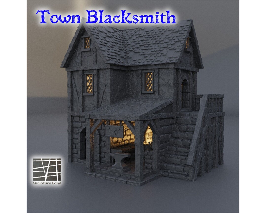 Town Blacksmith 3D Print, Forge House, Printed Miniature, Tabletop ...