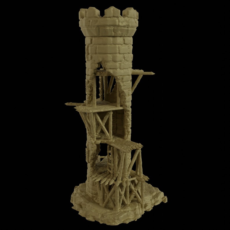 Corrupted Lookout Tower 3D Print, Ruin, Infested, Stone, Fort, Building ...
