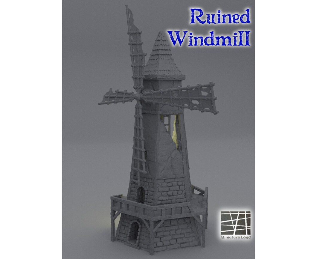 Ruined Windmill 3D Print, Ruins, Tower, Building Terrain, Tabletop ...