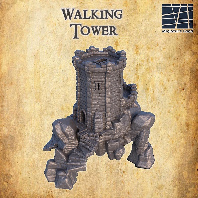 Walking Tower Model, Moving Citadel Miniature, Roving Spire Building ...