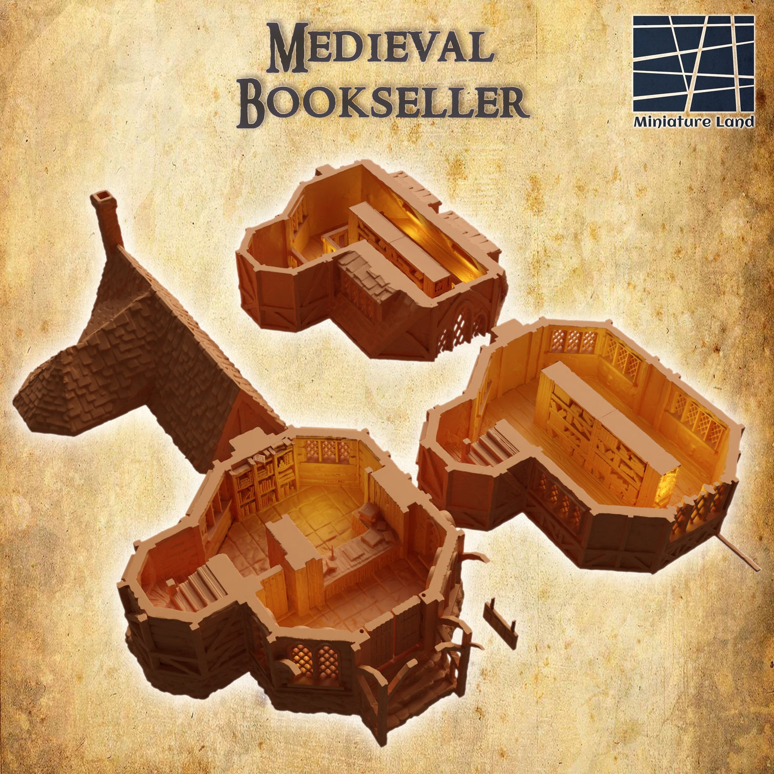 Medieval Bookseller 3D Print, Building Terrain, Tabletop Miniature, D&D ...