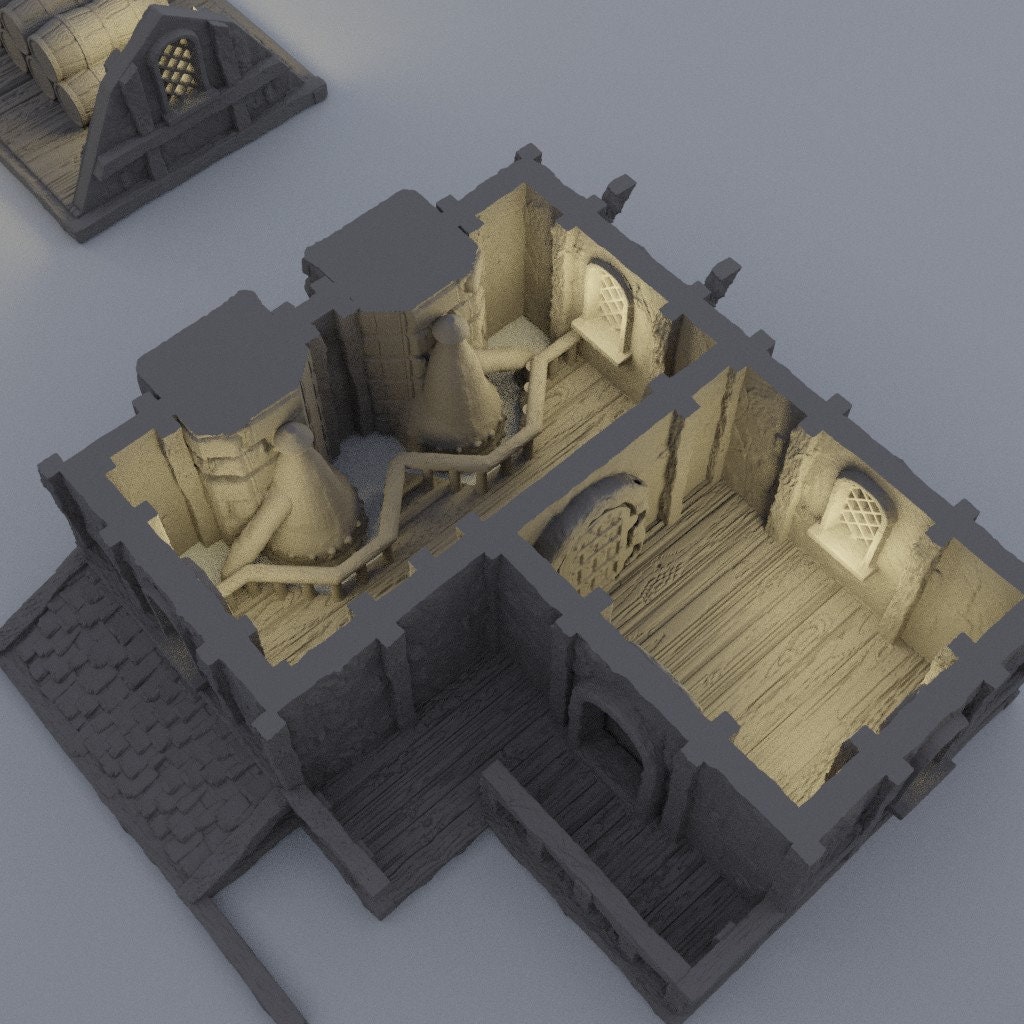 Medieval Distillery 3D Print, Brewery, Tavern Bar, Building Terrain ...