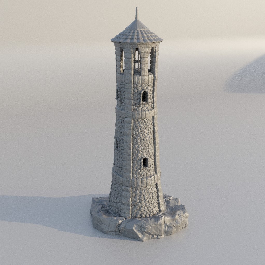 Medieval Lighthouse 3D Print, Building Terrain, 28mm, Port, Model ...