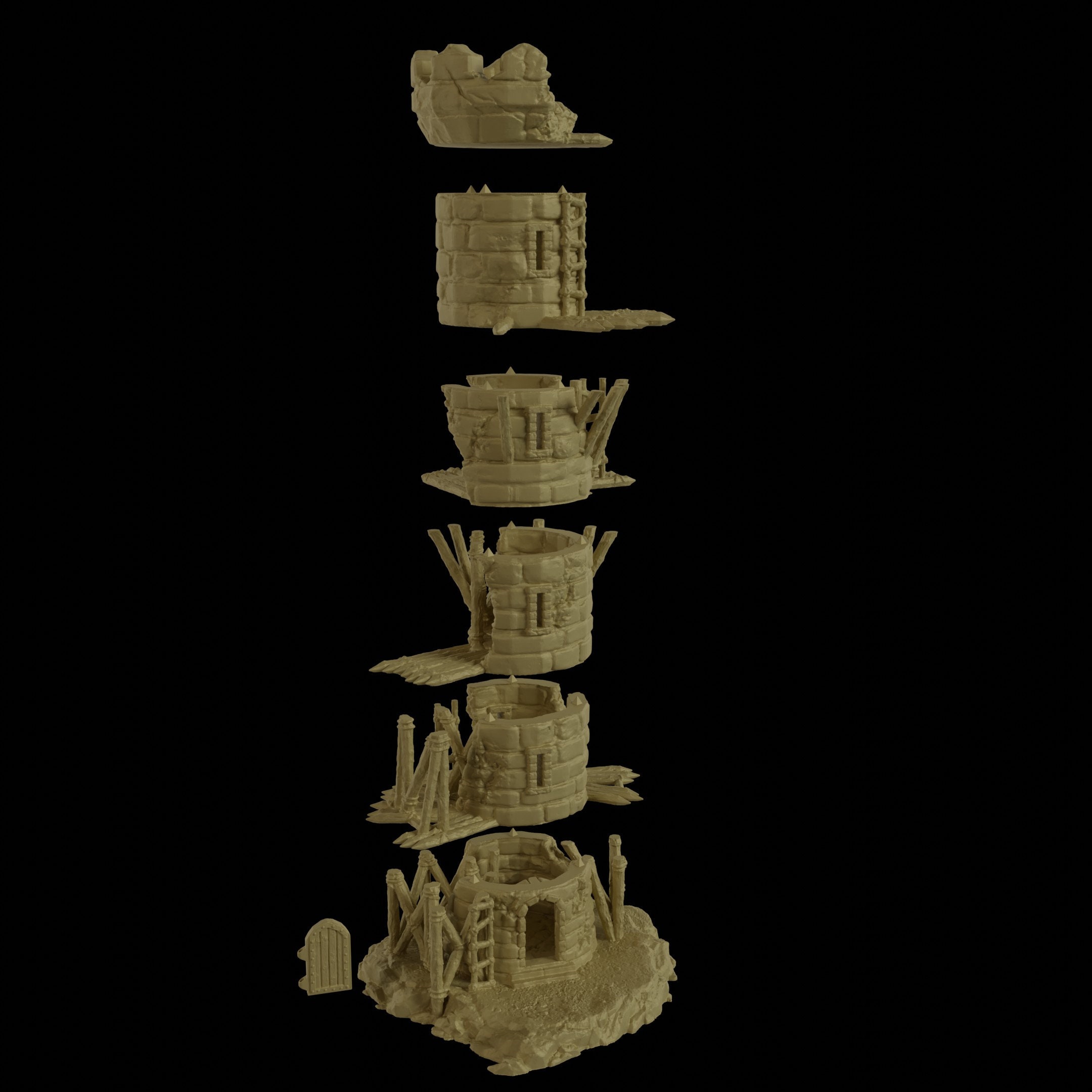 Corrupted Lookout Tower 3D Print, Ruin, Infested, Stone, Fort, Building ...