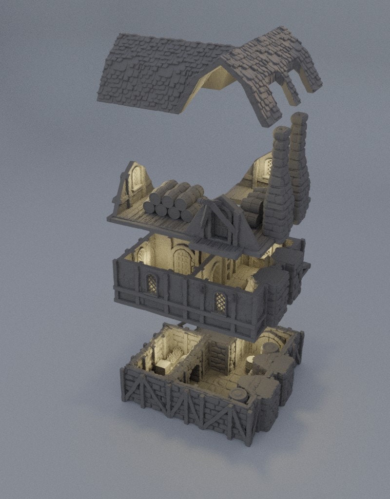 Medieval Distillery 3D Print, Brewery, Tavern Bar, Building Terrain ...