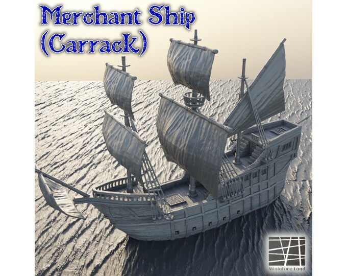 Merchant Ship 3D Print, Carrack, Boat, Playable Building Terrain ...