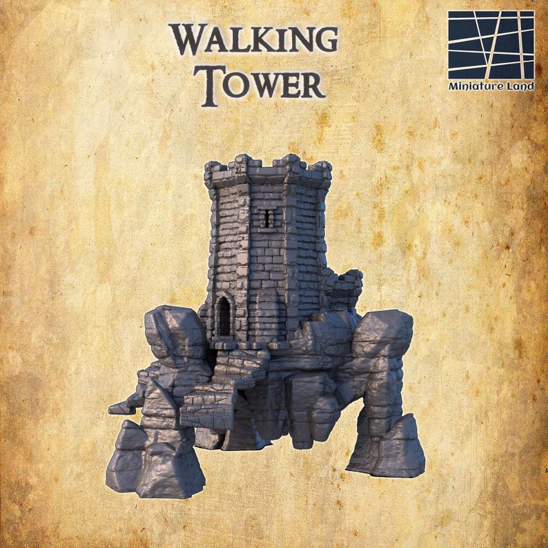 Walking Tower Model, Moving Citadel Miniature, Roving Spire Building ...