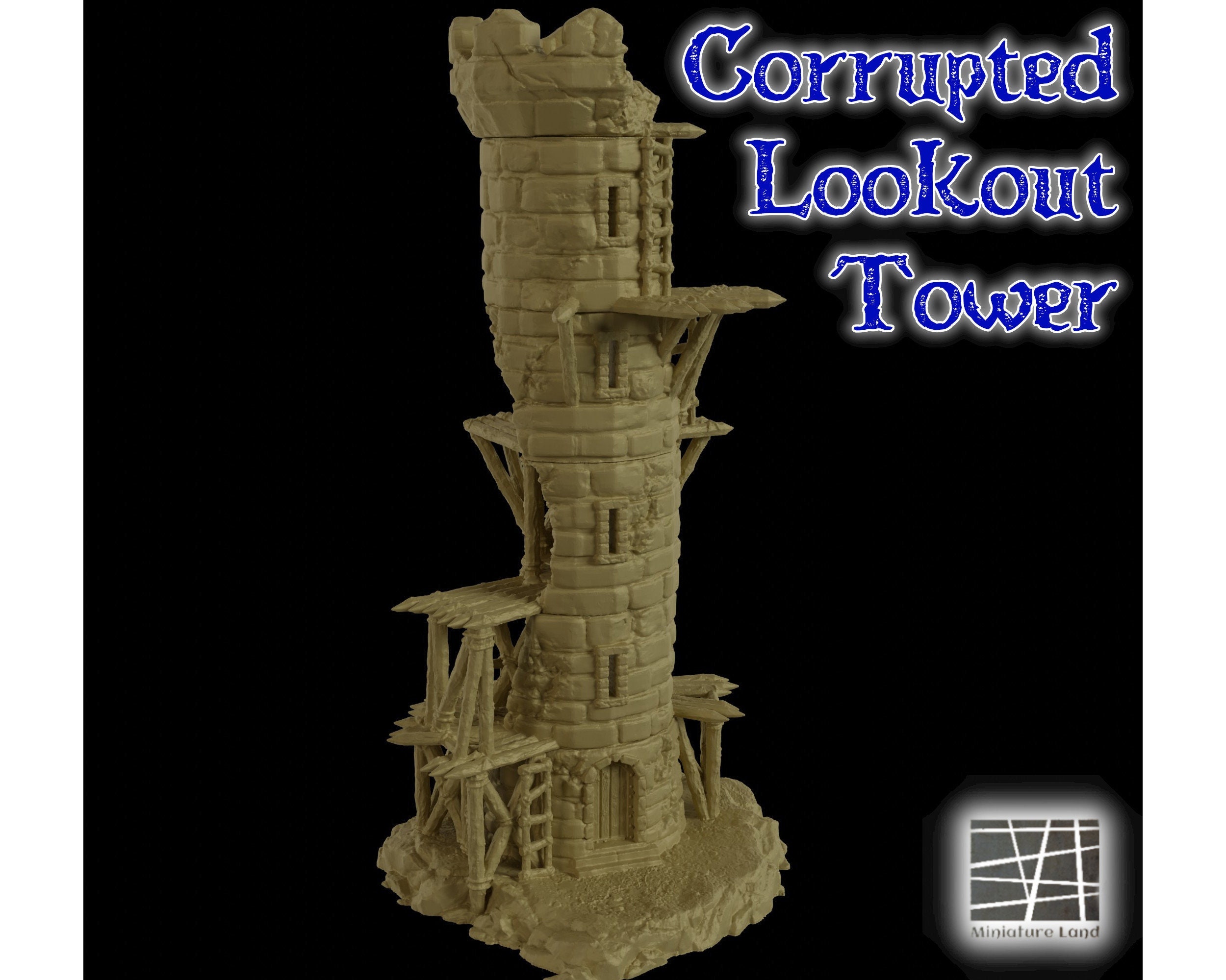 Corrupted Lookout Tower 3D Print, Ruin, Infested, Stone, Fort, Building ...