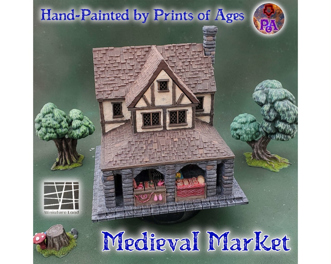 Medieval Market 3D Print, Building Terrain Tabletop Miniature, D&D Dnd ...