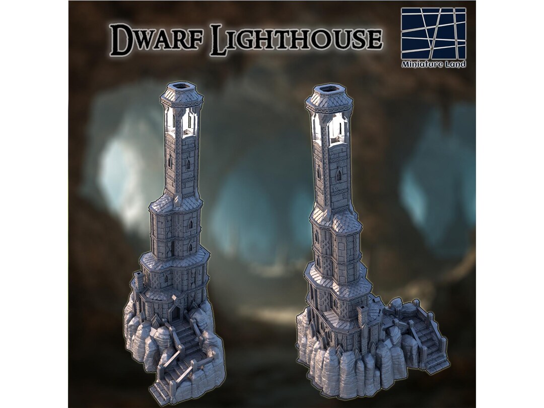 Dwarf Lighthouse Model, Dwarven Tower Miniature, Miner Spire Building ...