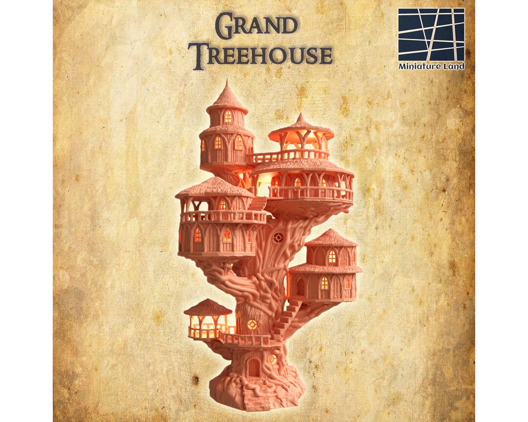 Grand Treehouse, Elven Tree House, Elf Base, Forest Home Miniature ...