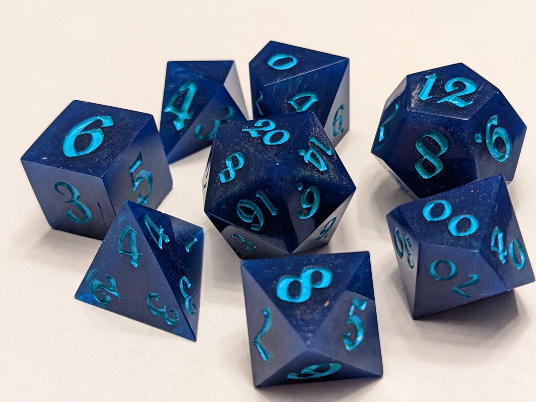 Deep Blue Sea - 7 Piece Handmade Resin Sharp Edge Dice Set - Etsy
