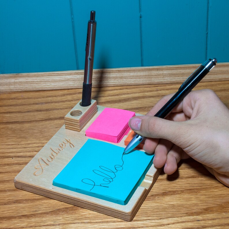 Personalized Sticky Notes and Pen Holder by Strictly Origamic - Etsy