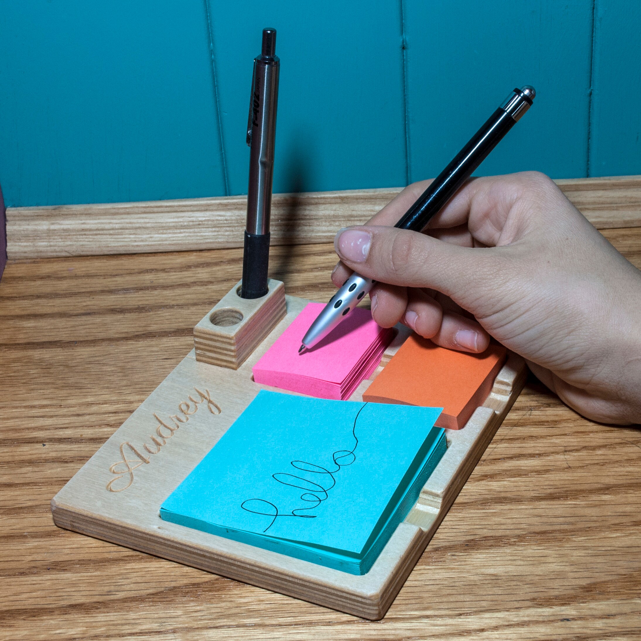 Personalized Sticky Notes and Pen Holder by Strictly Origamic - Etsy