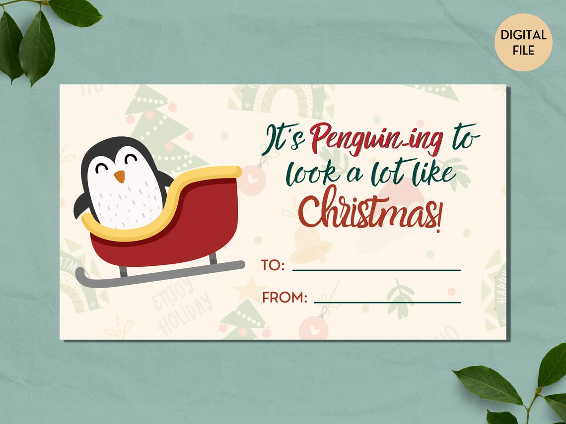 Penguins Printable Christmas Penguin Gift Tag Bundle 3.5 X - Etsy