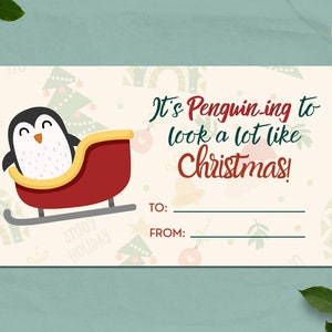 Penguins Printable Christmas Penguin Gift Tag Bundle 3.5 X - Etsy