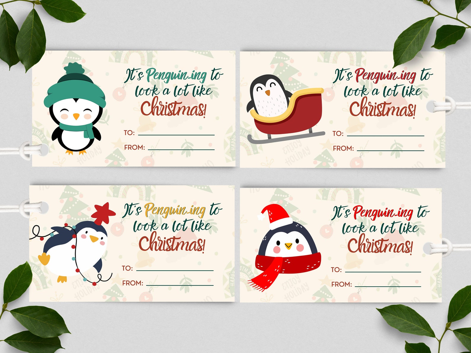 Penguins Printable Christmas Penguin Gift Tag Bundle 3.5 X - Etsy